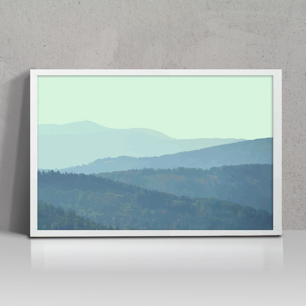 Blue Mountain Abstract Minimal Vector Landscape, Printable Wall Art - Etsy