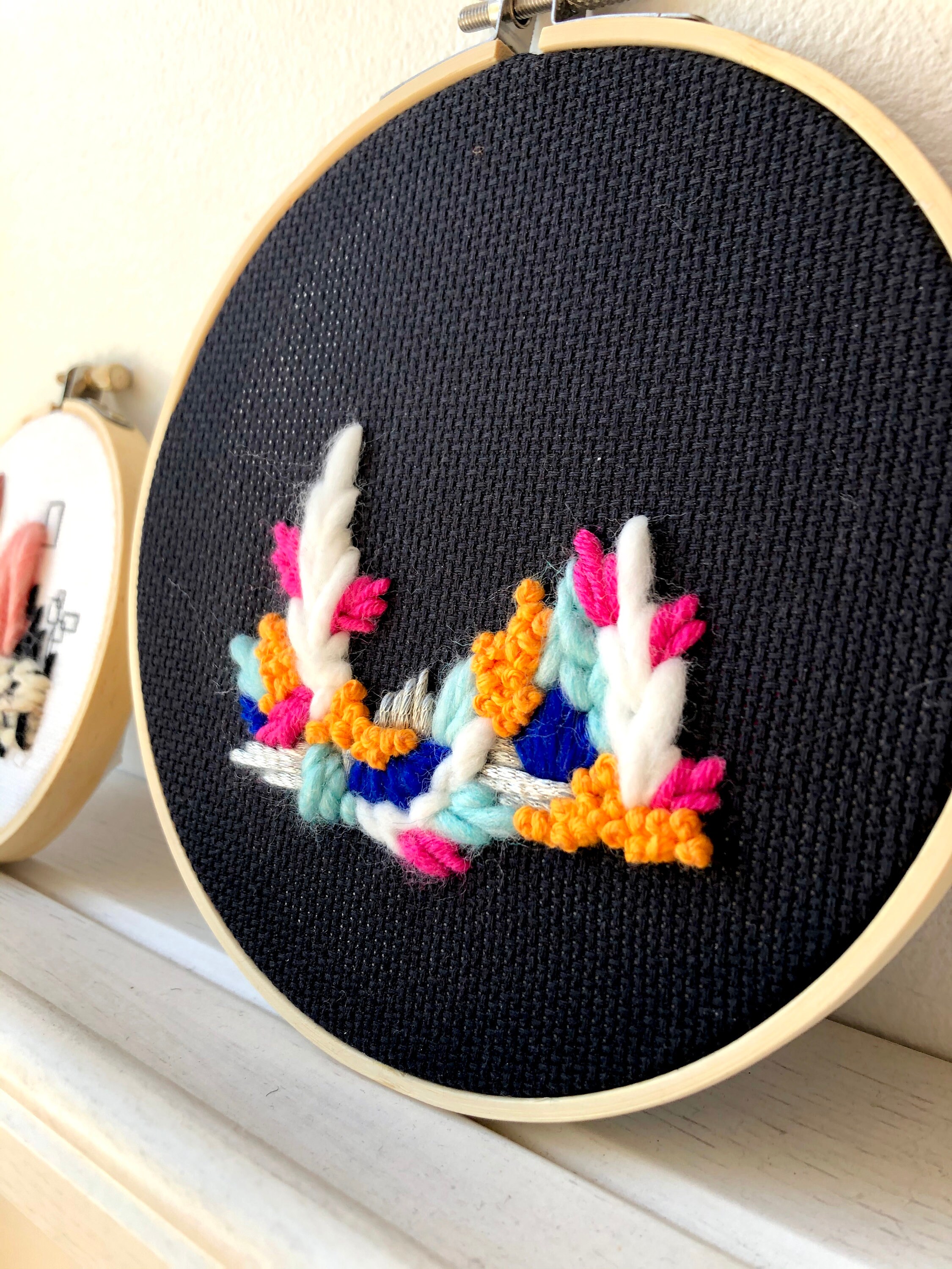 Embroidery Made by Hand, Blue, White and Orange. Bohemian Style ...