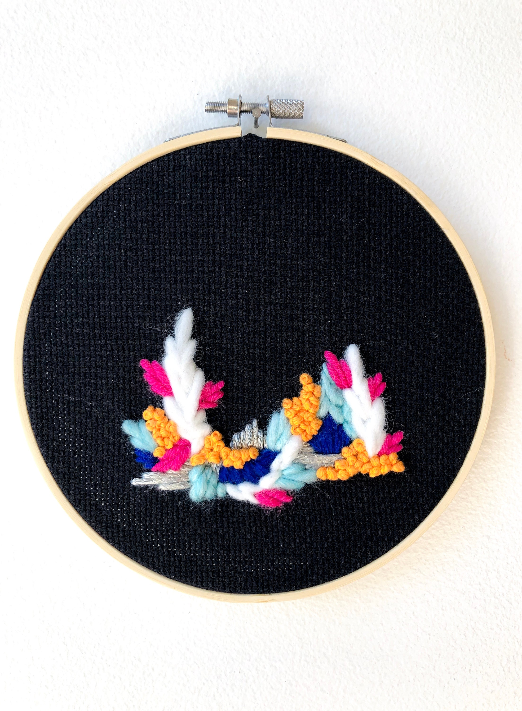 Embroidery Made by Hand, Blue, White and Orange. Bohemian Style ...