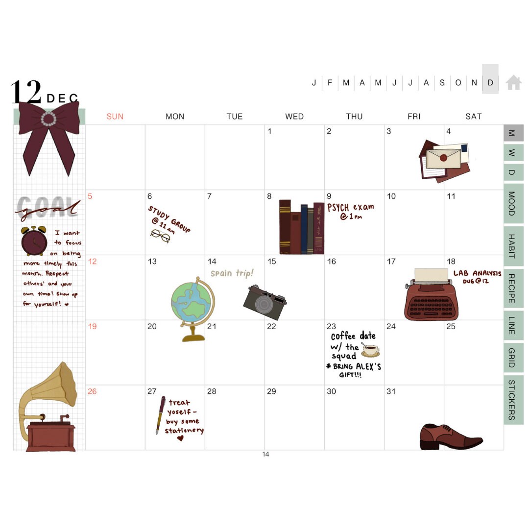 Dark Academia Sticker Sheet Printable Digital Stickers Bullet Journal ...