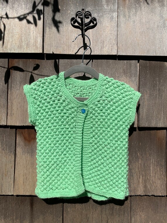 Girls Vintage Hand-knit Green Shrug - Etsy