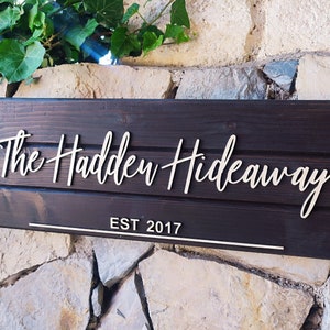 Personalized Little Hideaway Sign, Rustic Cabin Hideaway Sign, Lodge ...