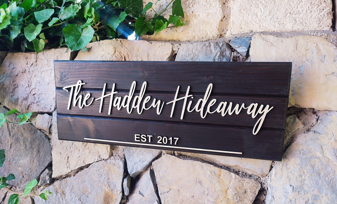 Personalized Little Hideaway Sign, Rustic Cabin Hideaway Sign, Lodge ...
