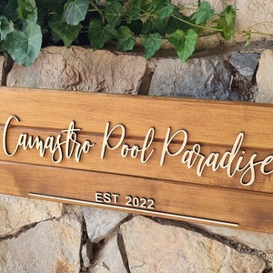Personalized Pool Sign, Wood Patio Sign, Swimming Pool Decor, Outdoor ...