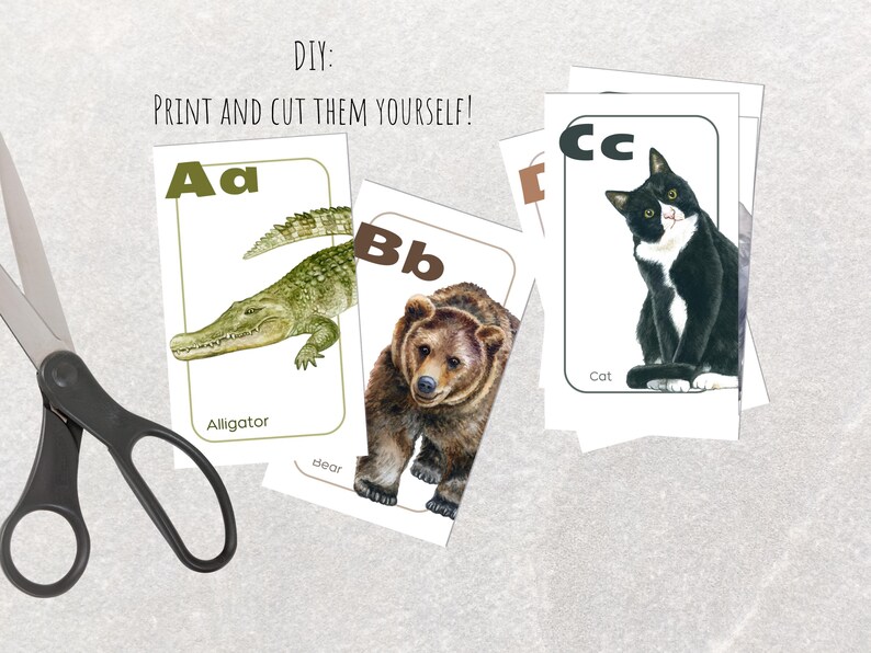 Printable Alphabet Flashcards A-Z Animal Alphabet Flashcards Download ...