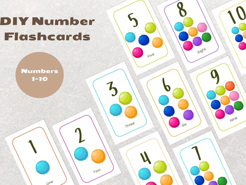 Number Flashcards 1-10 | Counting Cards - Etsy