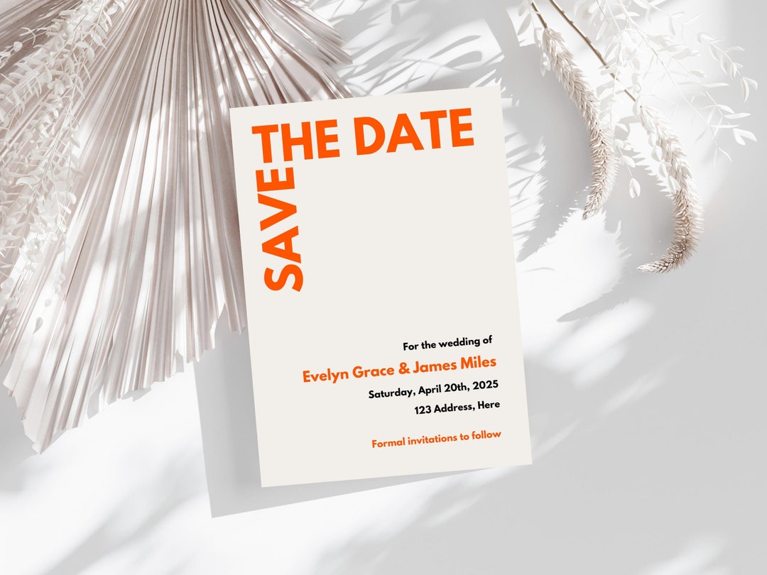 Orange Save the Date Template Customizable Canva Template Download ...