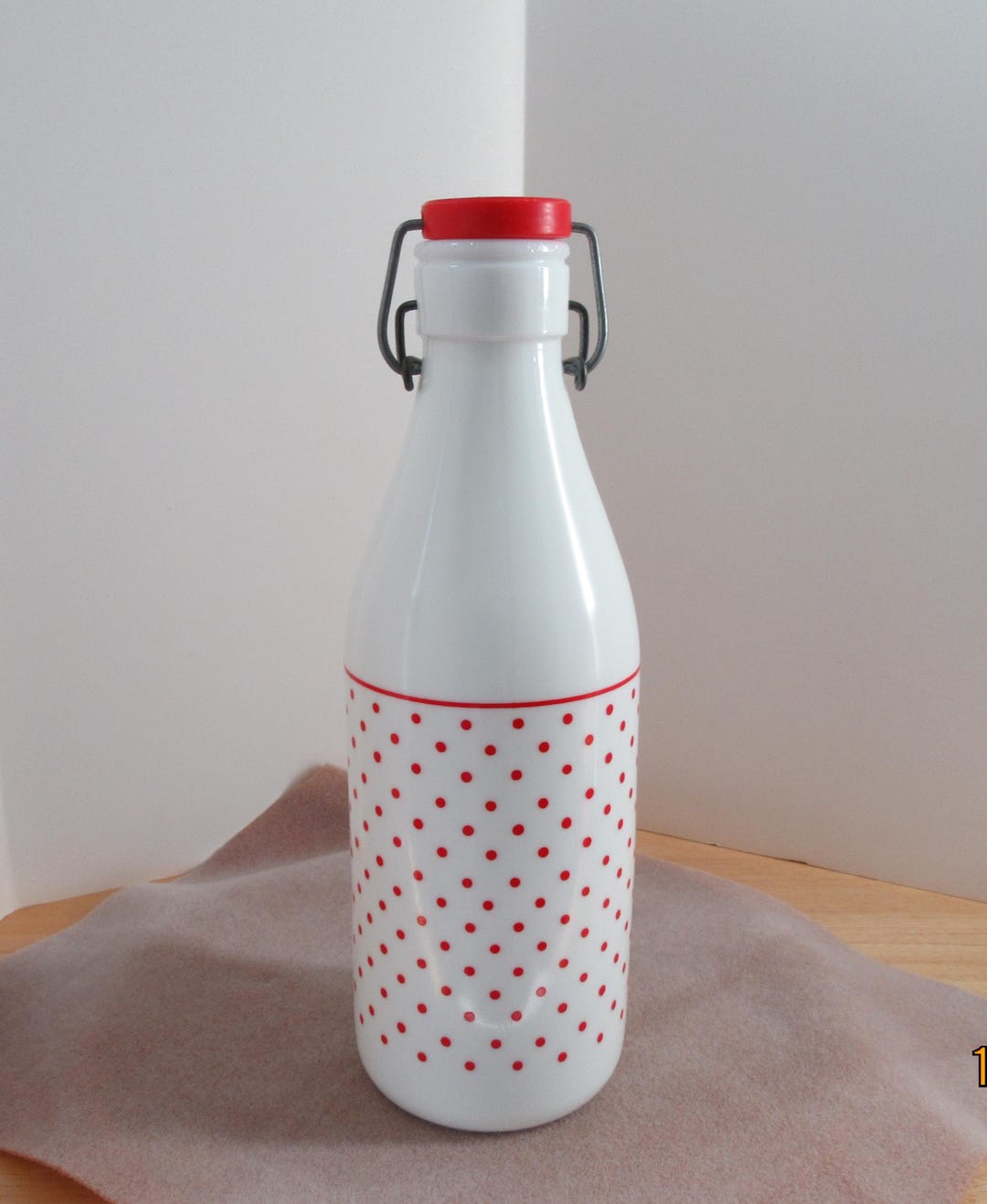 1980s Cerve Red and White Polka Dot Milk Bottle - Etsy