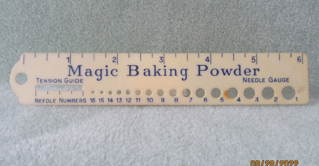 1950s Magic Baking Powder 6 Inch Ruler With Knitting Needle Gauge and ...