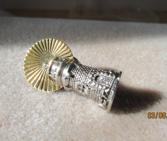 Vintage Avon Lighthouse Gold/Silver-Tone Brooch/Pin - Gem