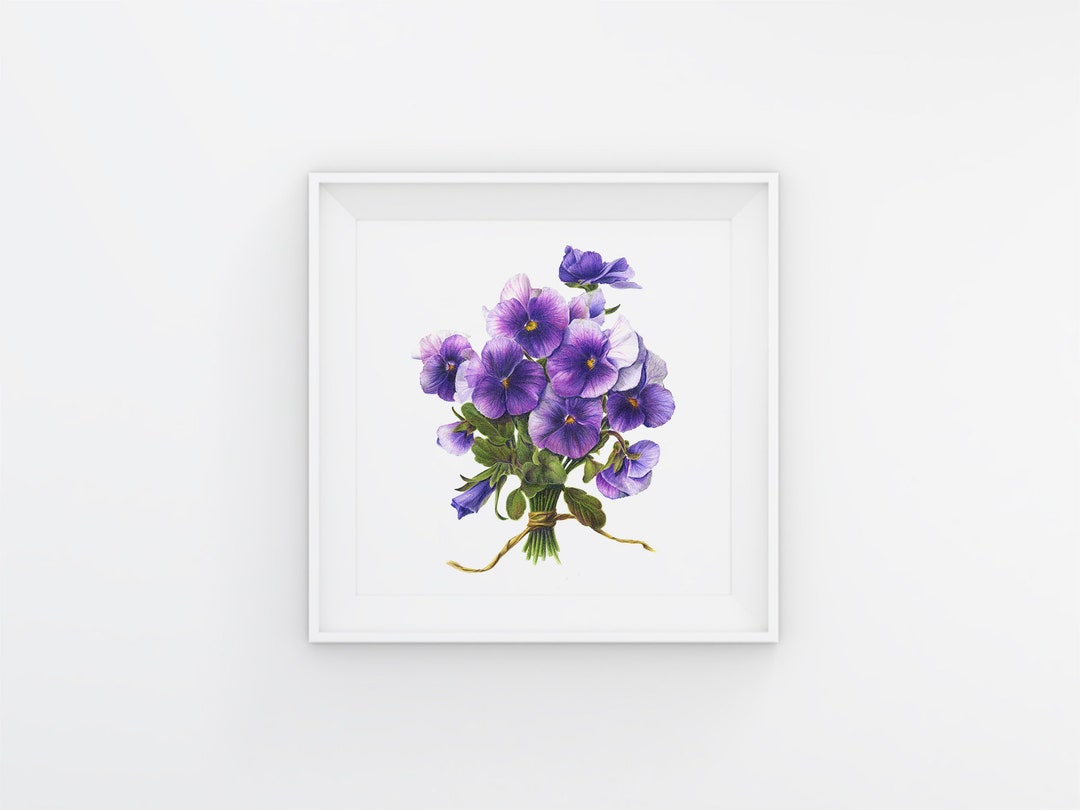 Botanical Pansy Print Wall Art, Printable Digital Download - Etsy