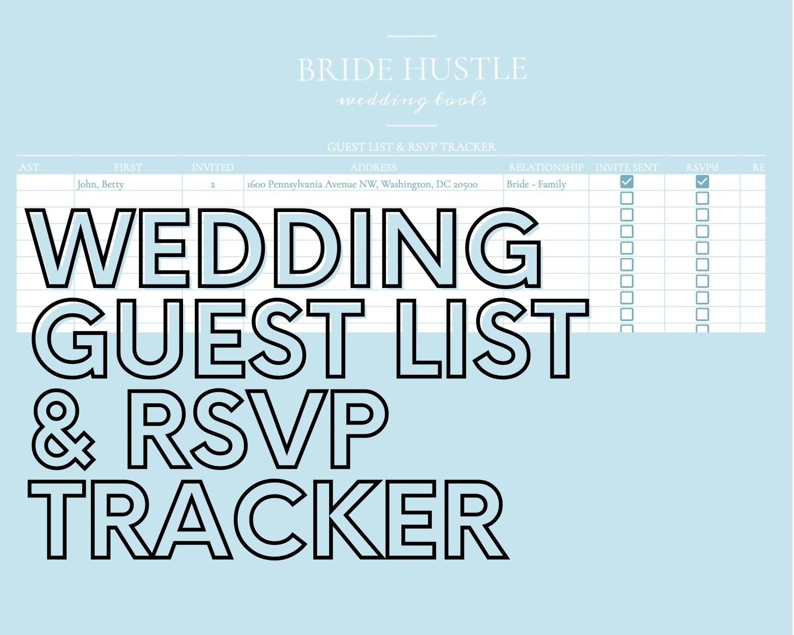 Wedding Guest List RSVP Tracker Template Google Etsy