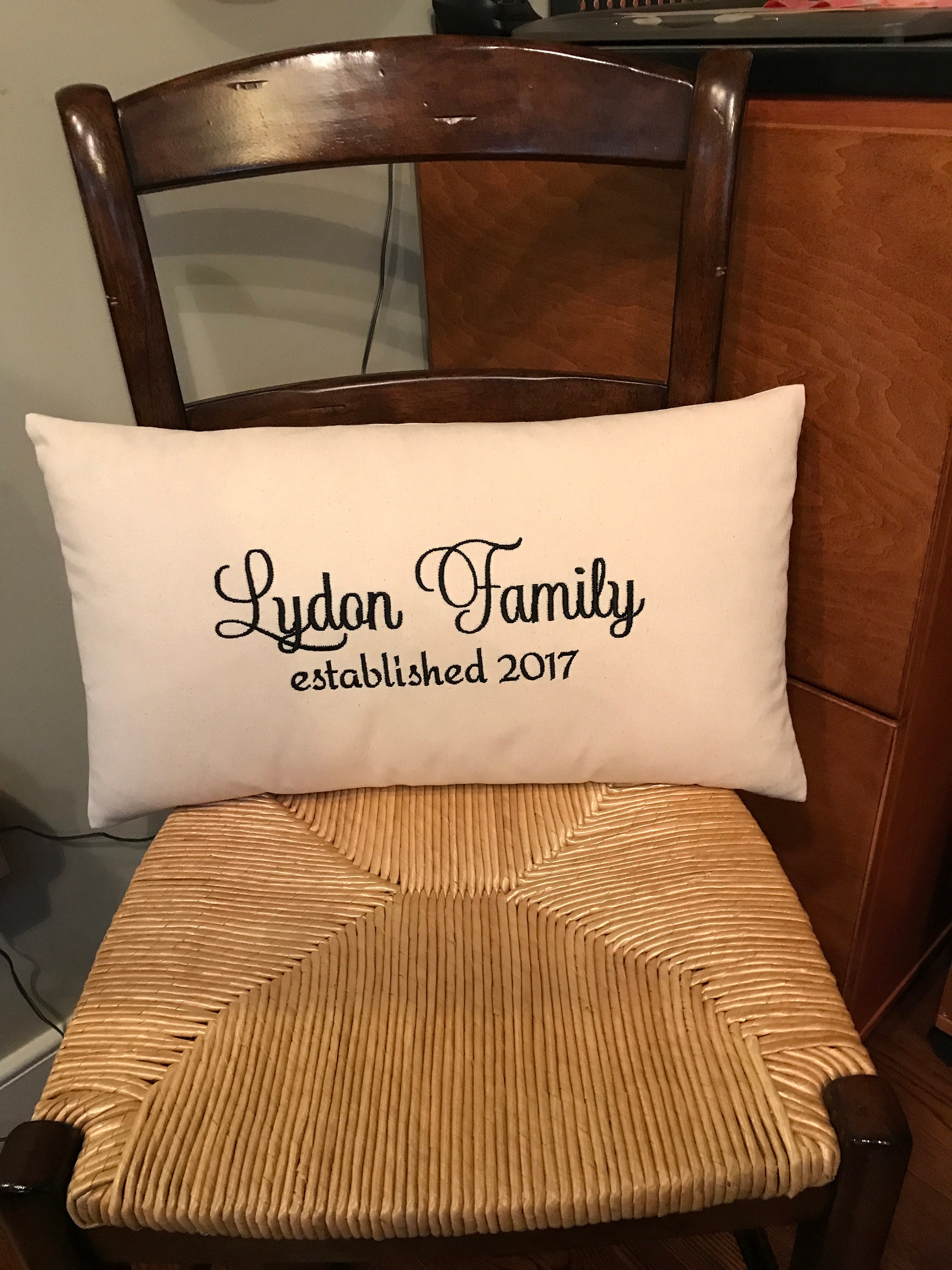 Personalized Fully Handmade in USA Embroidered Lumbar Pillow, Custom ...