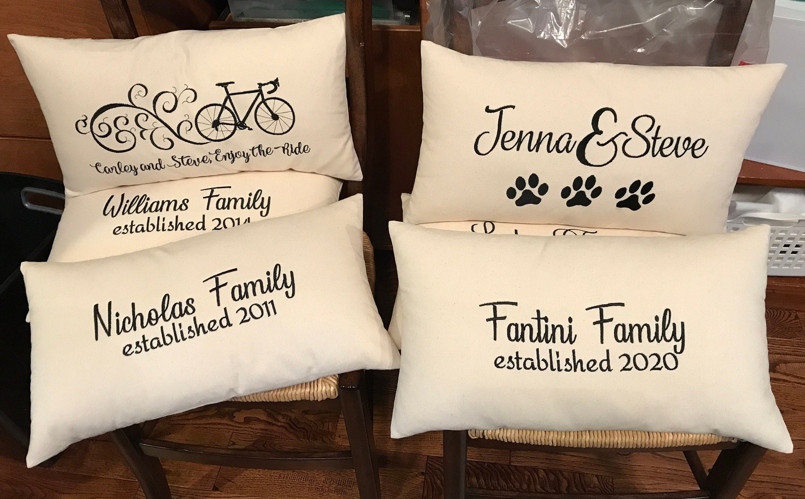 Personalized Fully Handmade in USA Embroidered Lumbar Pillow, Custom ...