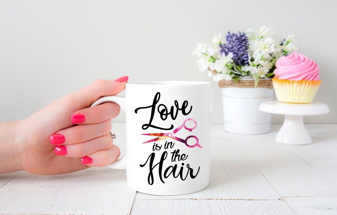 Love is in the Hair Mug | Cute Hair Stylist Mug | Graduation Gift ...