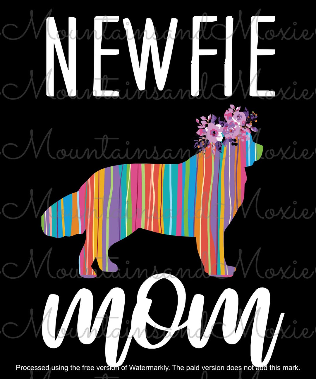 Newfie Mom PNG | Cute Colorful Floral Dog | Newfoundland Mom | Rescue ...