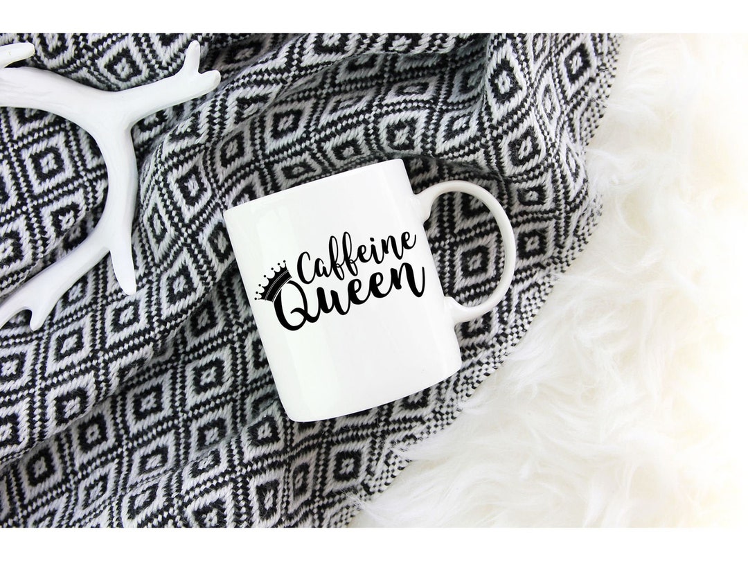 Caffeine Queen Cute Crown Mug | Coffee Bean Mug | Queen of Coffee Mug ...