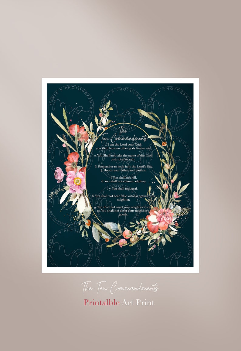 Ten Commandments Watercolor Art Print- Printable Download ...