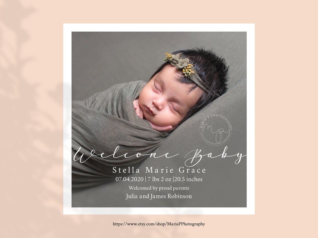Welcome Baby Announcement Template, Layered PSD File, Newborn ...
