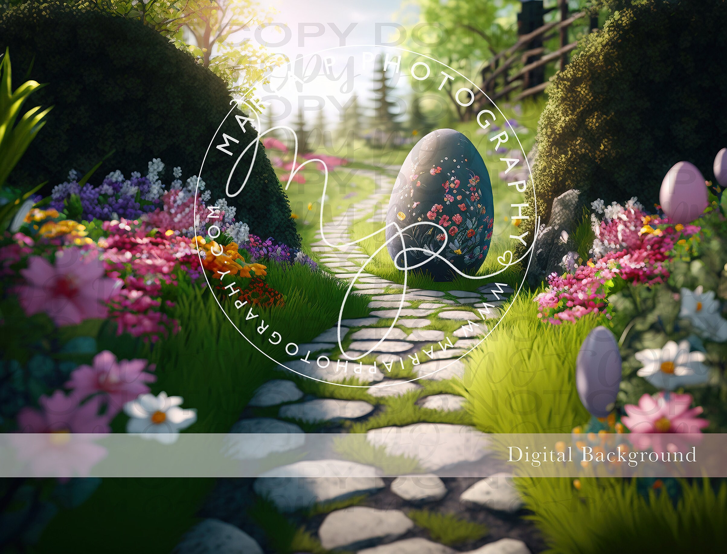 Easter Path Digital Backgrounds Bundle, Gigant Egg, Magical Land ...