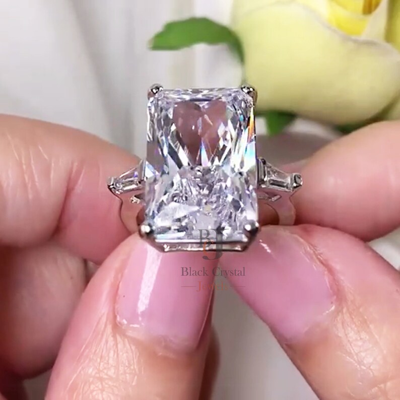 8.5 Ct Rectangle Radiant Cut Created Diamond 925 Sterling - Etsy