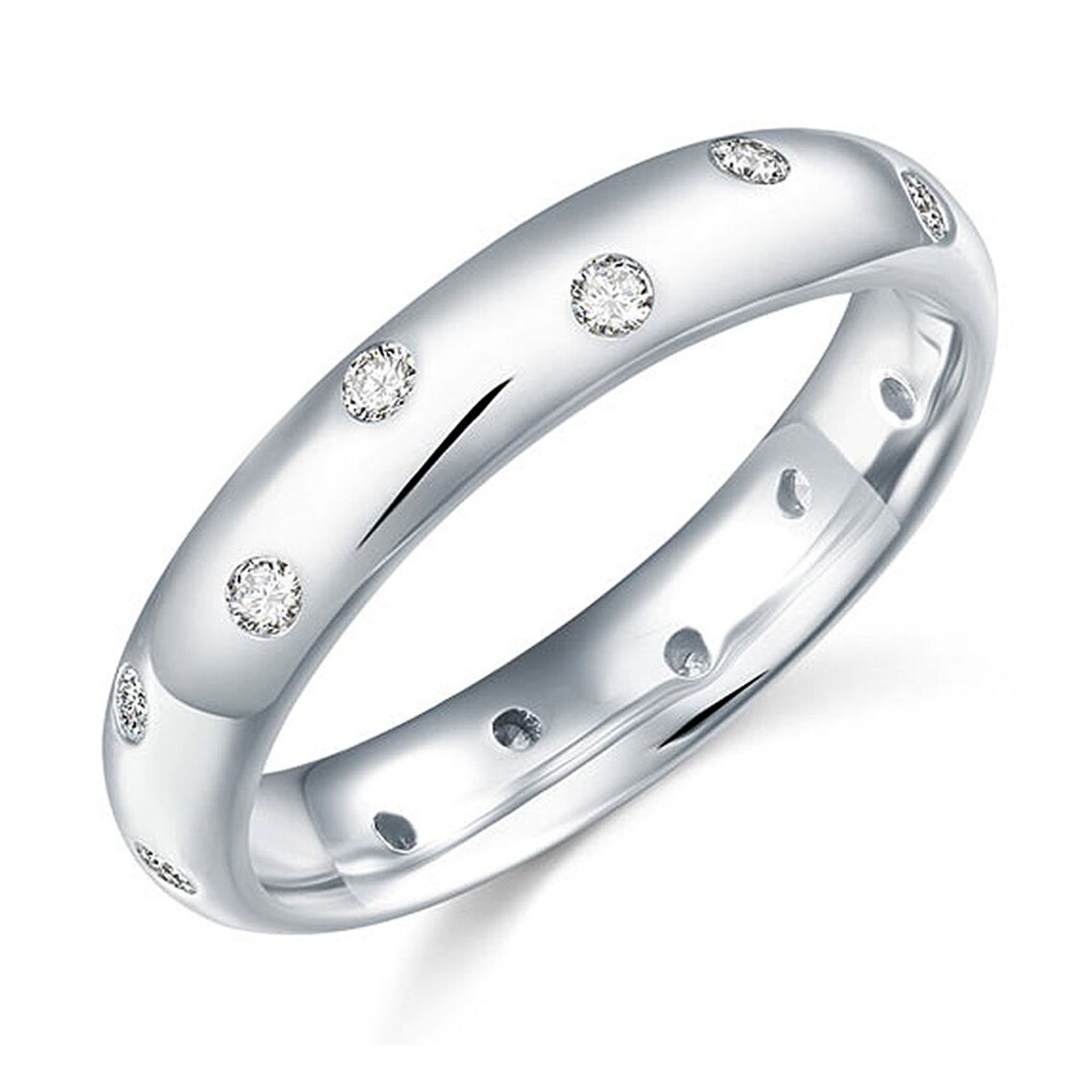 4mm Flush Set Round Cut Diamond Eternity Wedding Band Ring 14k - Etsy