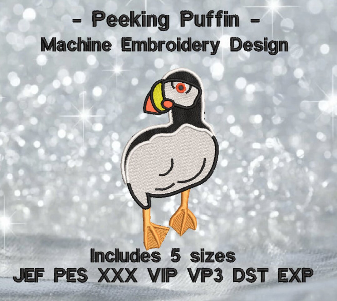 Peeking Puffin Machine Embroidery Design 5 Sizes Jef Pes - Etsy Canada