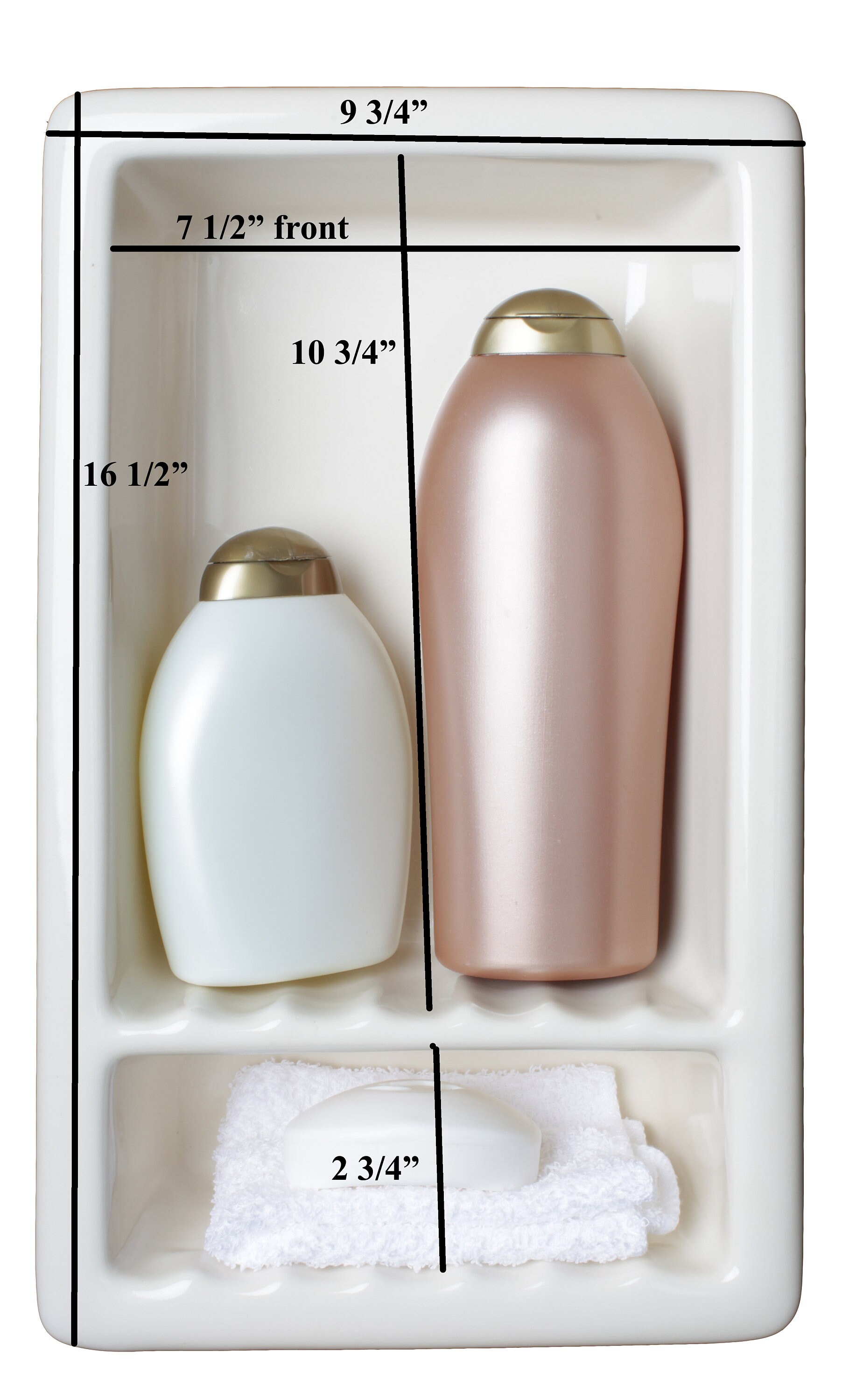 Classic Series 2 Compartment Bathroom Ceramic Shower Shelf Sanitary ...