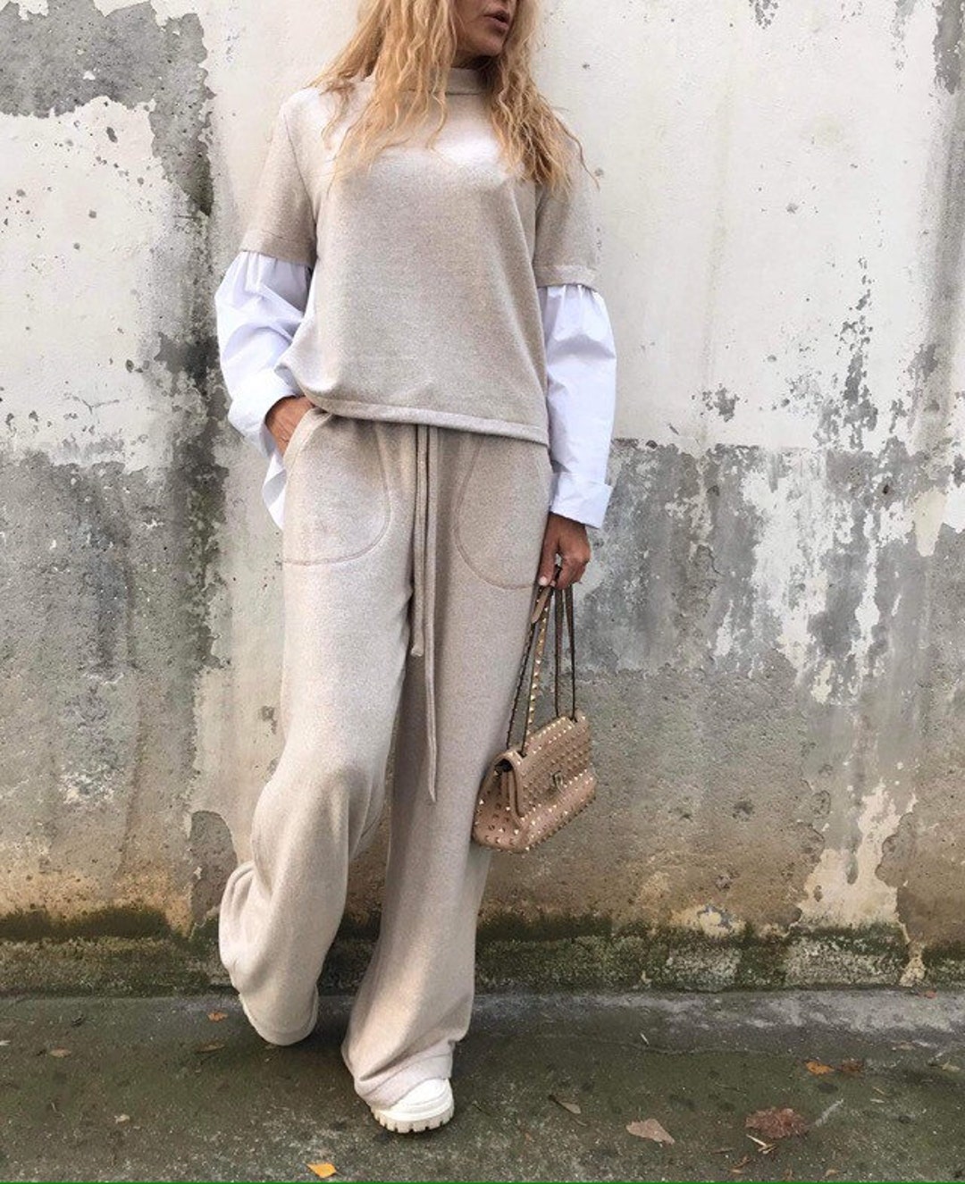 Women Asymmetric Set, Knit Costume, Handmade Suit , Sports Suit ...