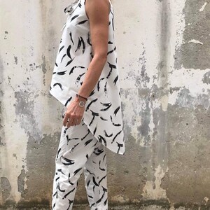 Women Designer Set, Asymmetric Top, Harem Pants, Casual Pants, Handmade ...