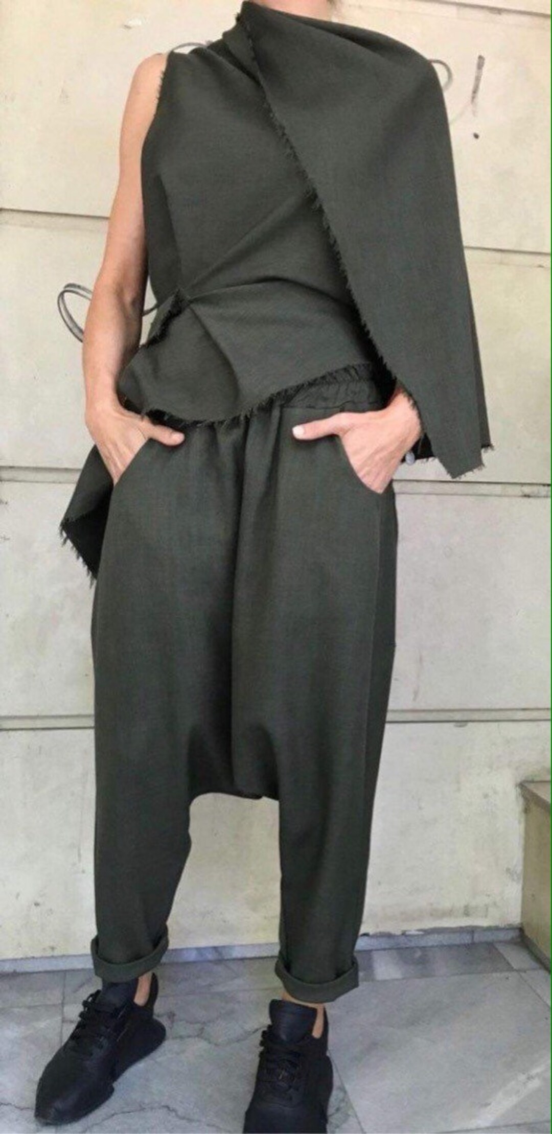 Wool Asymmetric Top and Harem Pants Set - Etsy