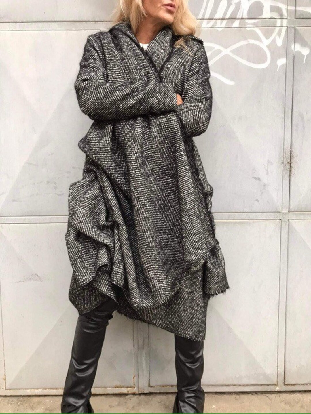 Handmade Mohair Wool Draped Coat - Asymmetrical Winter Jacket - Etsy