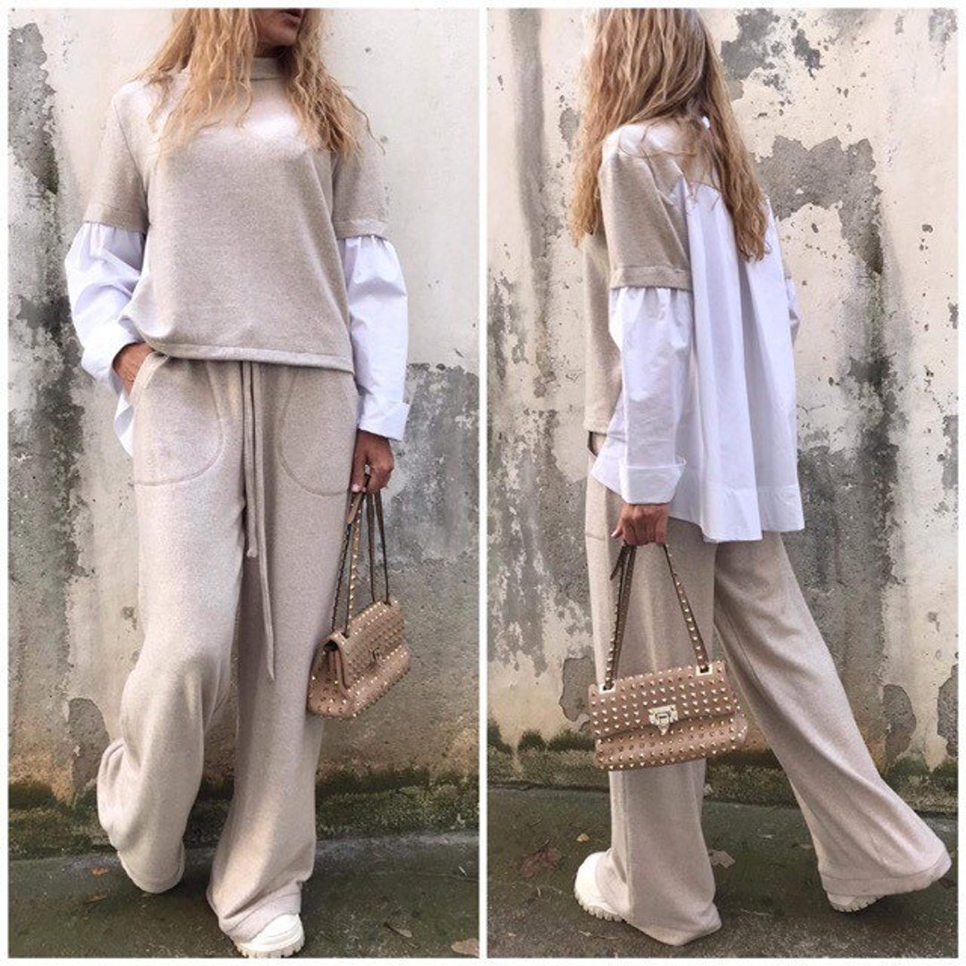 Women Asymmetric Set, Knit Costume, Handmade Suit , Sports Suit ...