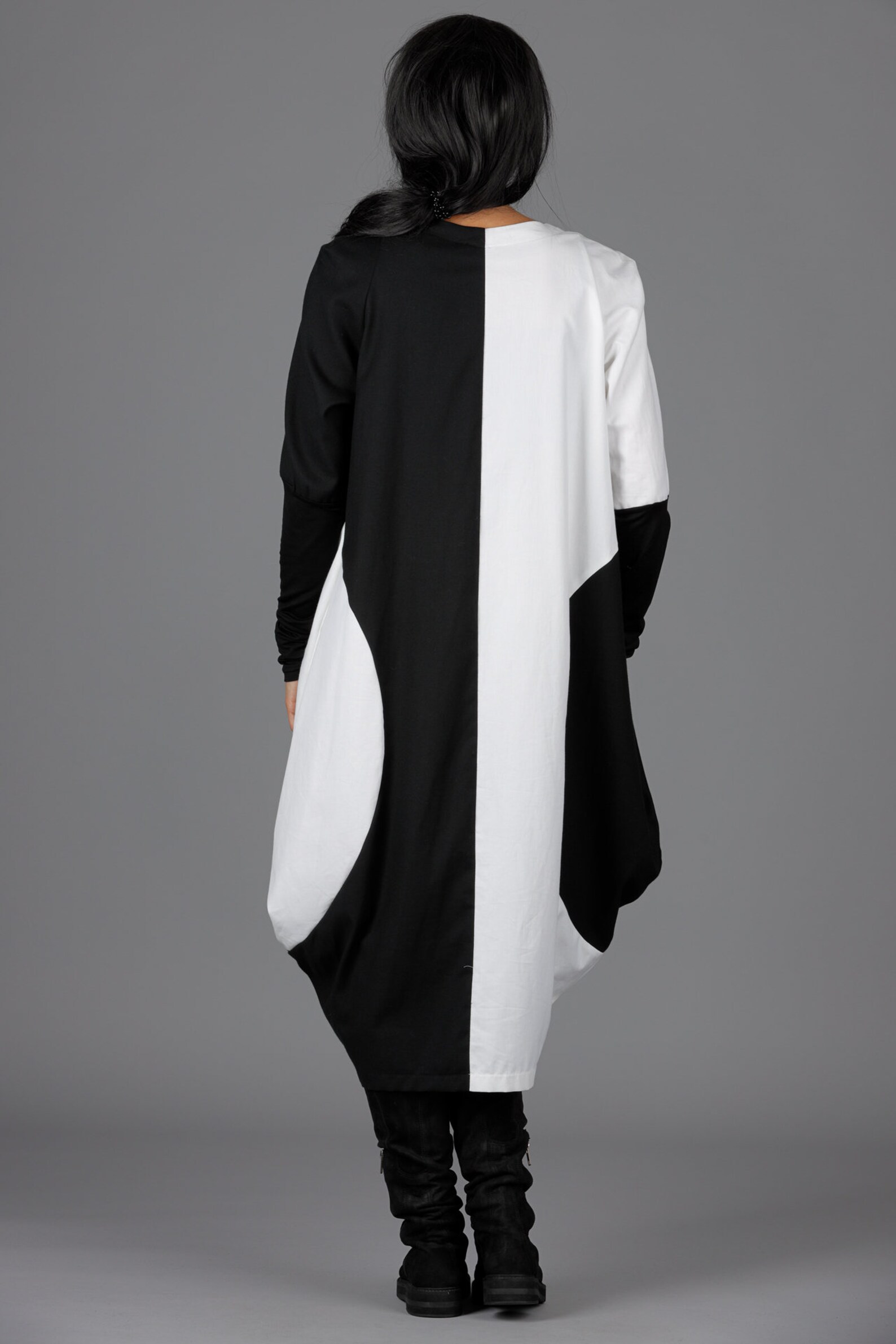 Women Fashion Dress Inn and Yang Dress Long Dress Black and - Etsy