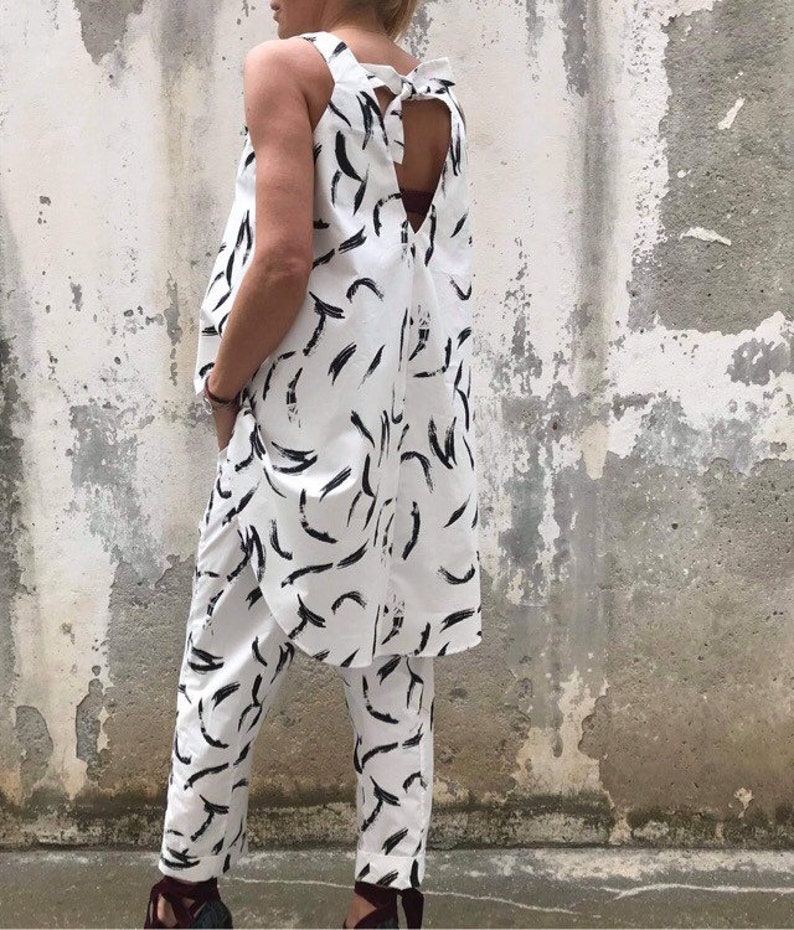 Women Designer Set Asymmetric Top Harem Pants Casual Pants | Etsy