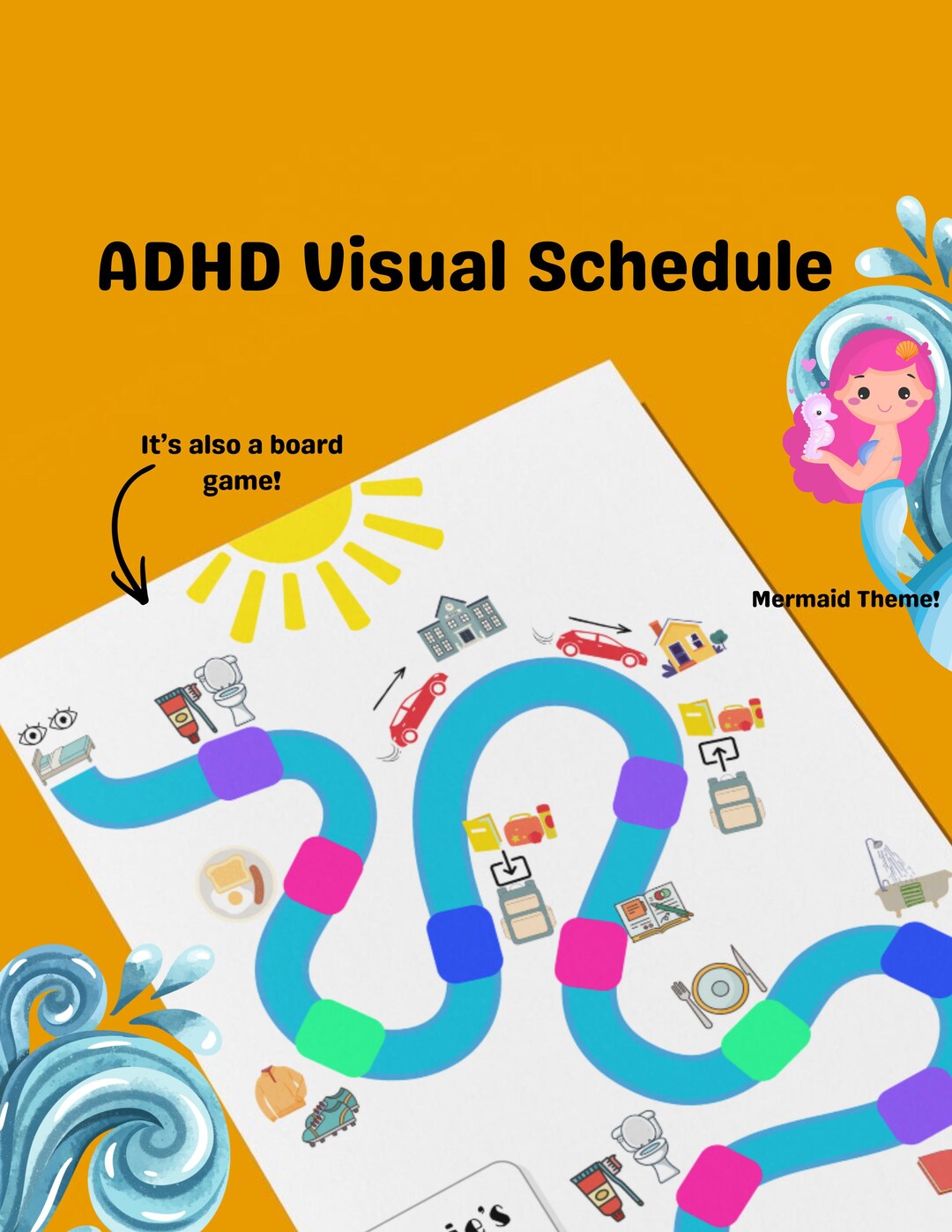 ADHD Autism Visual Schedule | Mermaid Theme | Kids Daily Routine Chart ...