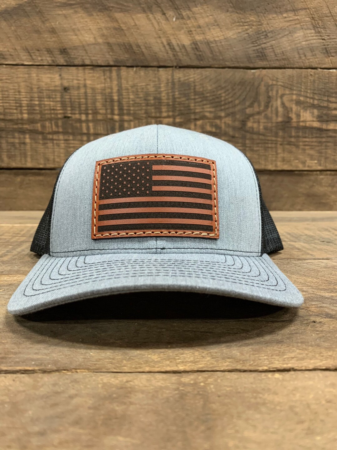 American Flag - Leather Patch Hat | USA Trucker Hat | American Hat - Etsy