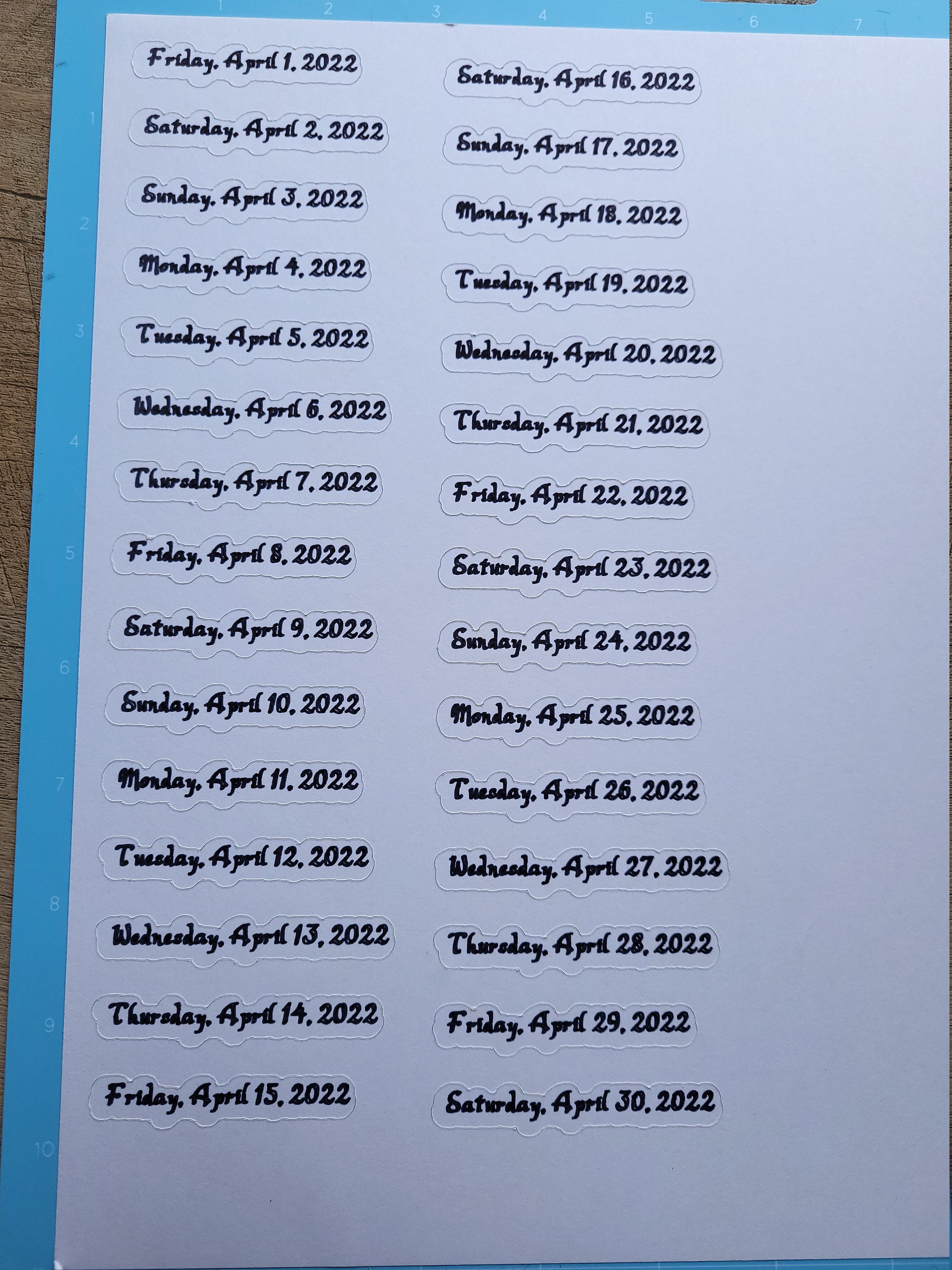 Date Stickers for Planners, Calendars, and Schedules. Day, Month, Date ...