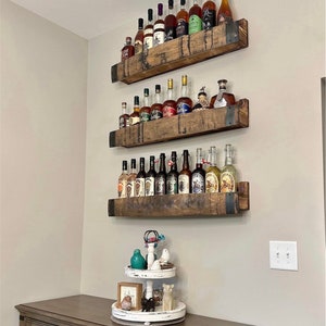 Bourbon Barrel Stave Floating Shelf – Enclosed Rustic Wall Shelf ...