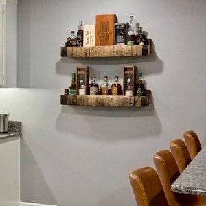 Bourbon Barrel Stave Floating Shelf – Enclosed Rustic Wall Shelf ...
