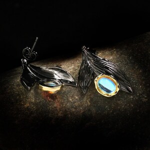Black Gothic Whale Earrings Handmade With Blue Moonstone Jewel - Etsy