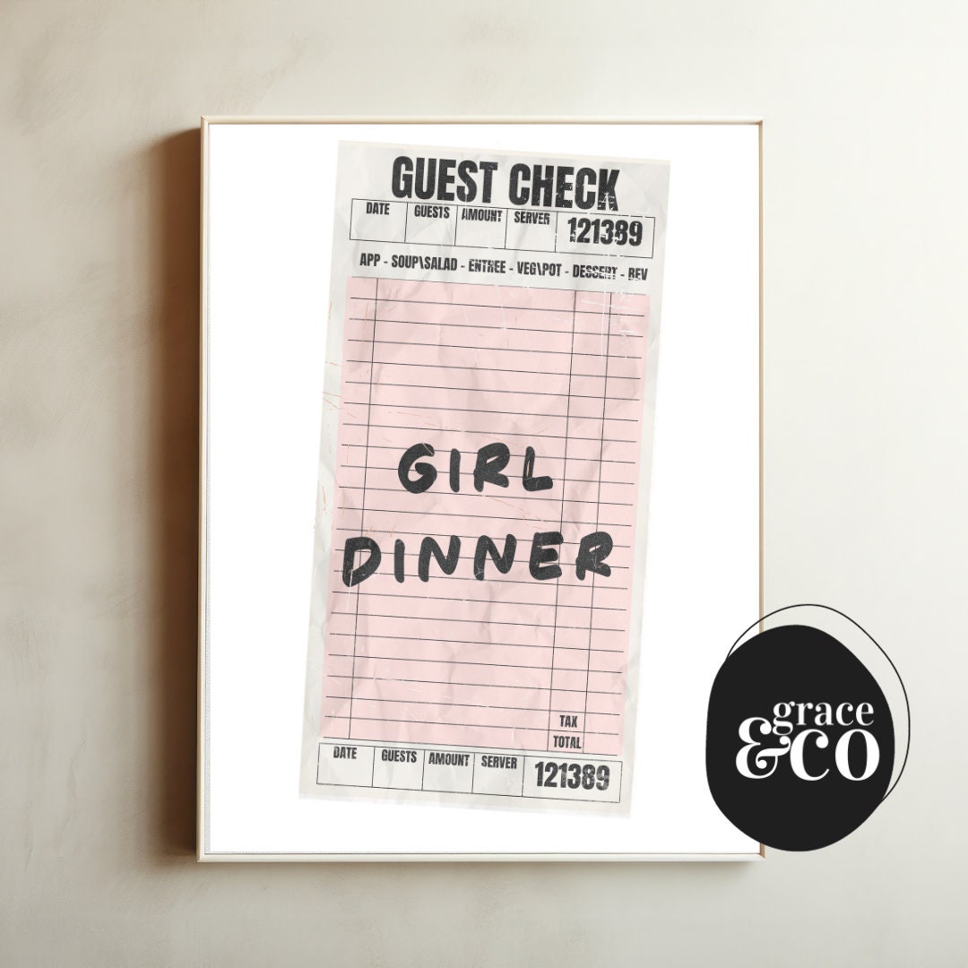 Girl Dinner Guest Check Ticket Instant Download Print Grace and Company ...