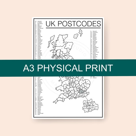 A3 UK Postcode Sales Map Print Small Business Order Tracker | Etsy UK