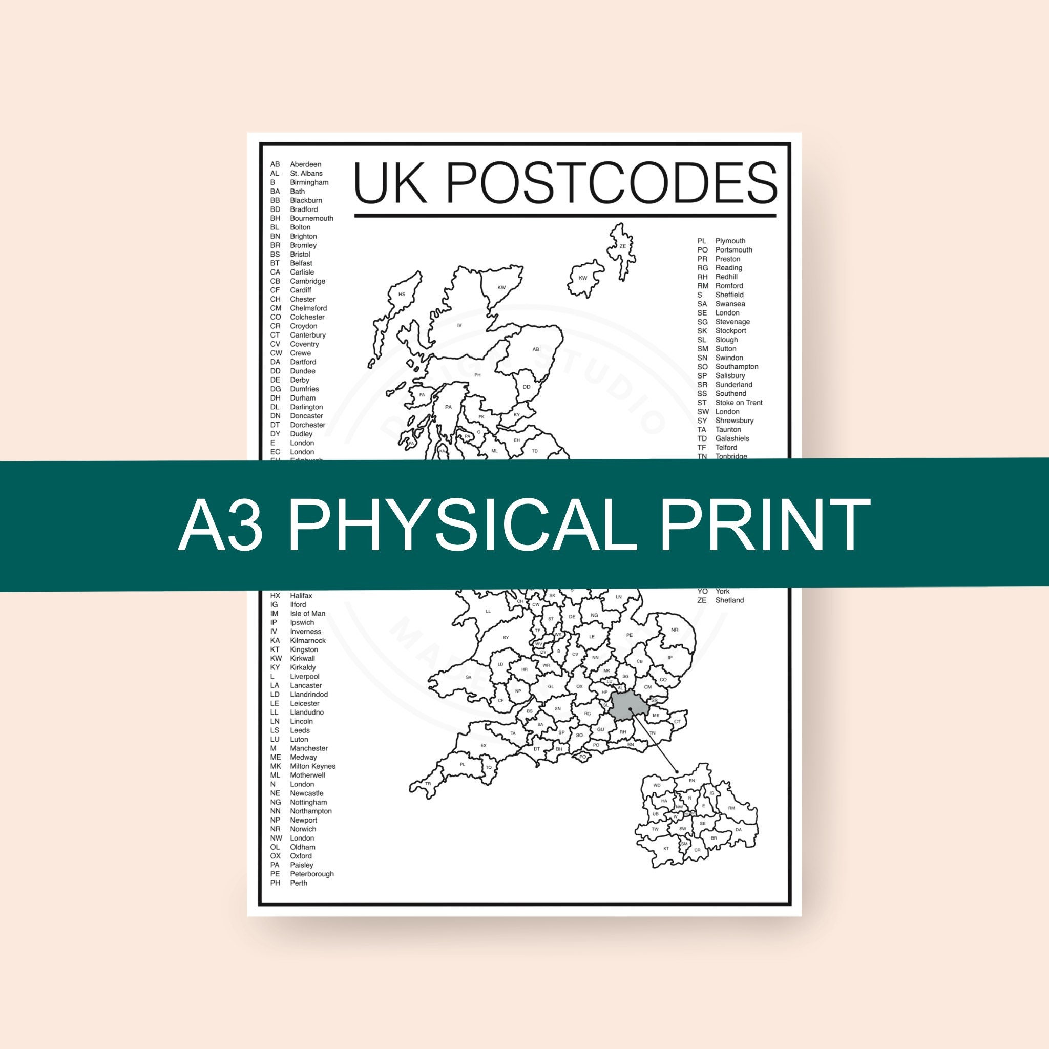 A3 UK Postcode Sales Map Print Small Business Order Tracker - Etsy UK