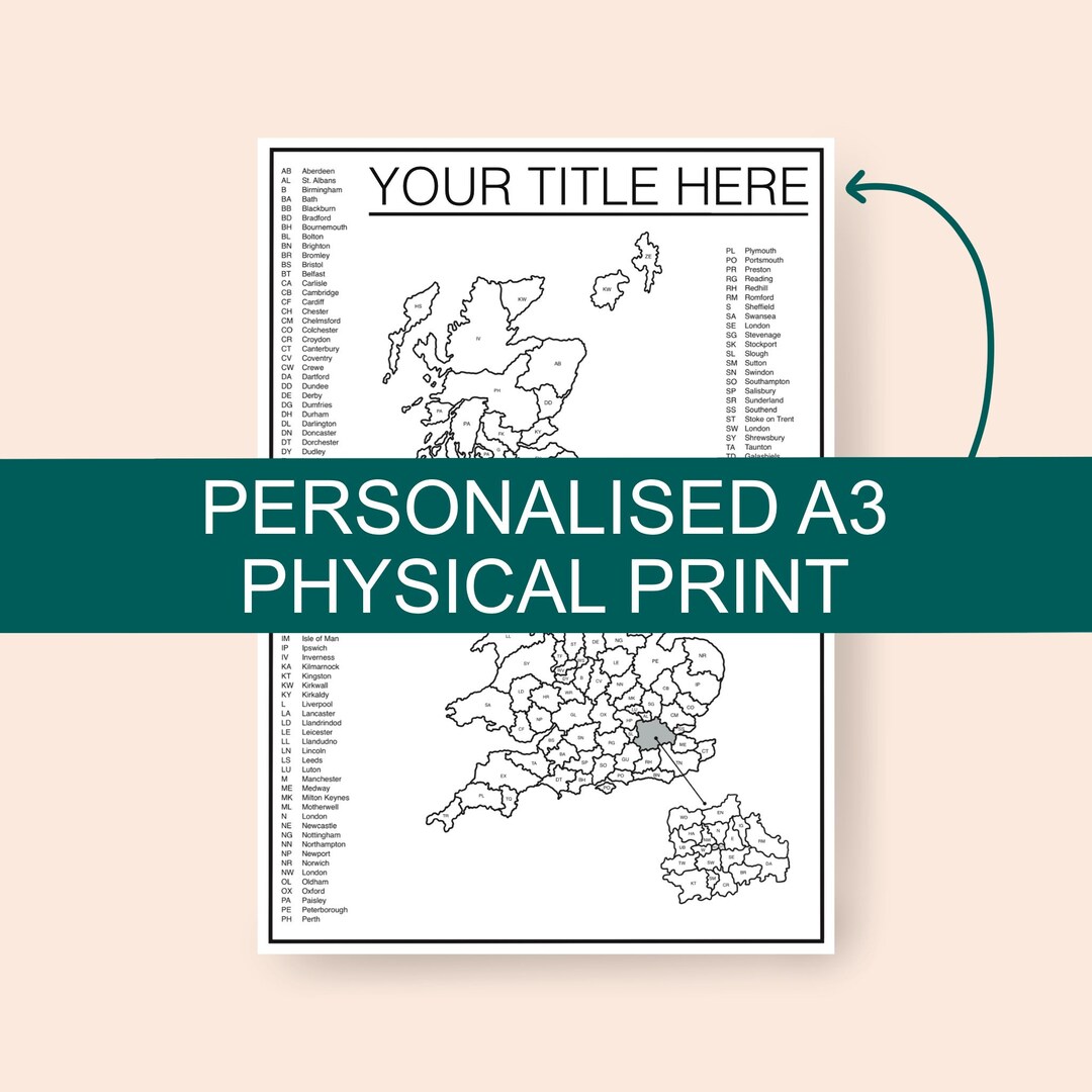 Personalised A3 UK Postcode Sales Map Print Small Business Order ...