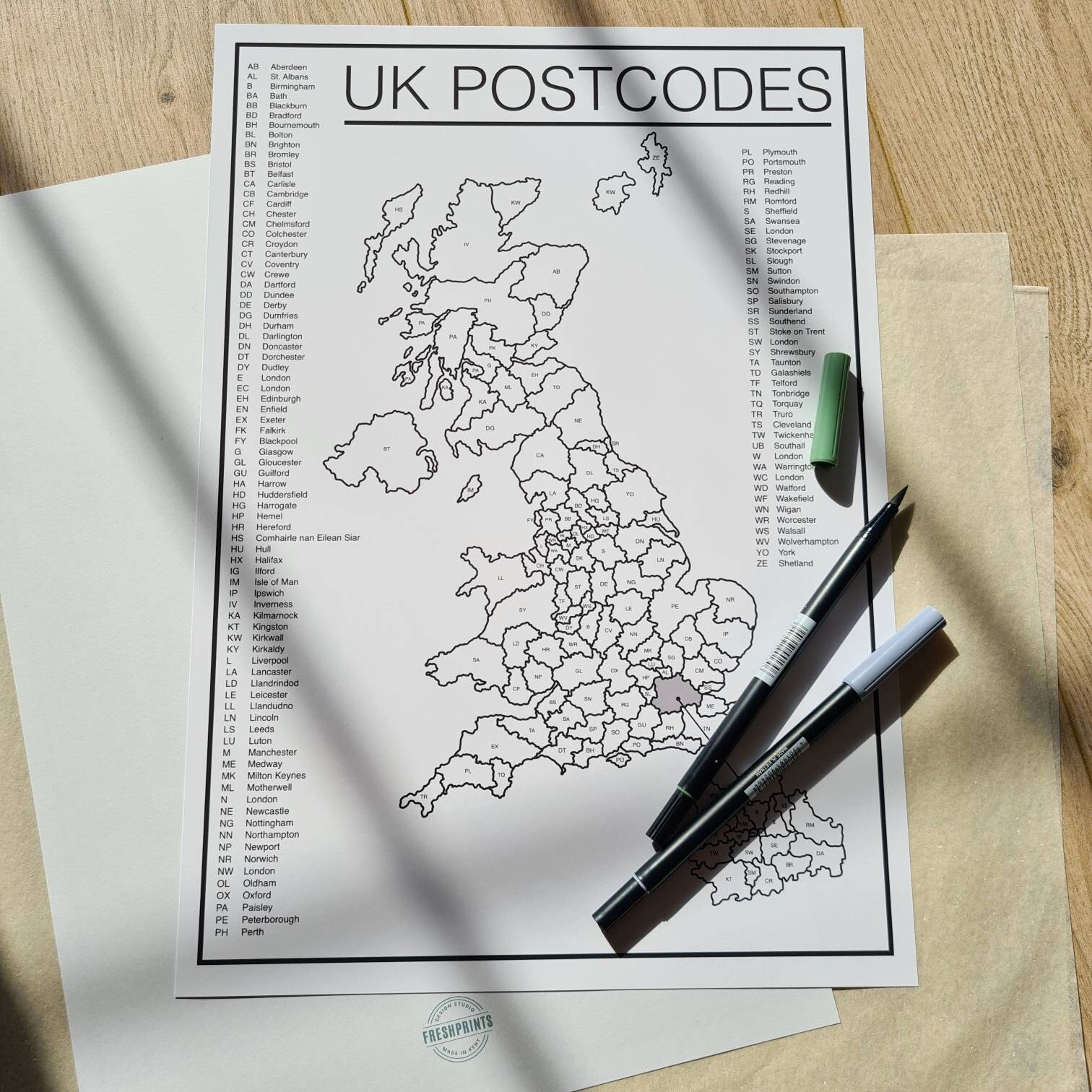 A3 UK Postcode Sales Map Print Small Business Order Tracker - Etsy UK