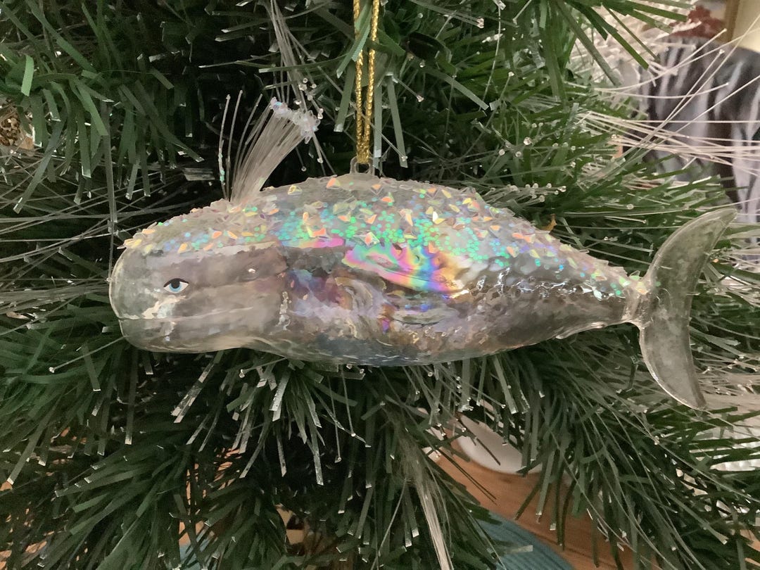 Beluga Silver Glass Whale Ornament - Etsy