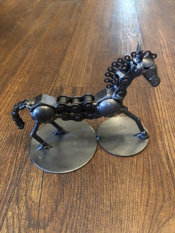 Running Horse Metal Animal Gear Sculpture - Etsy