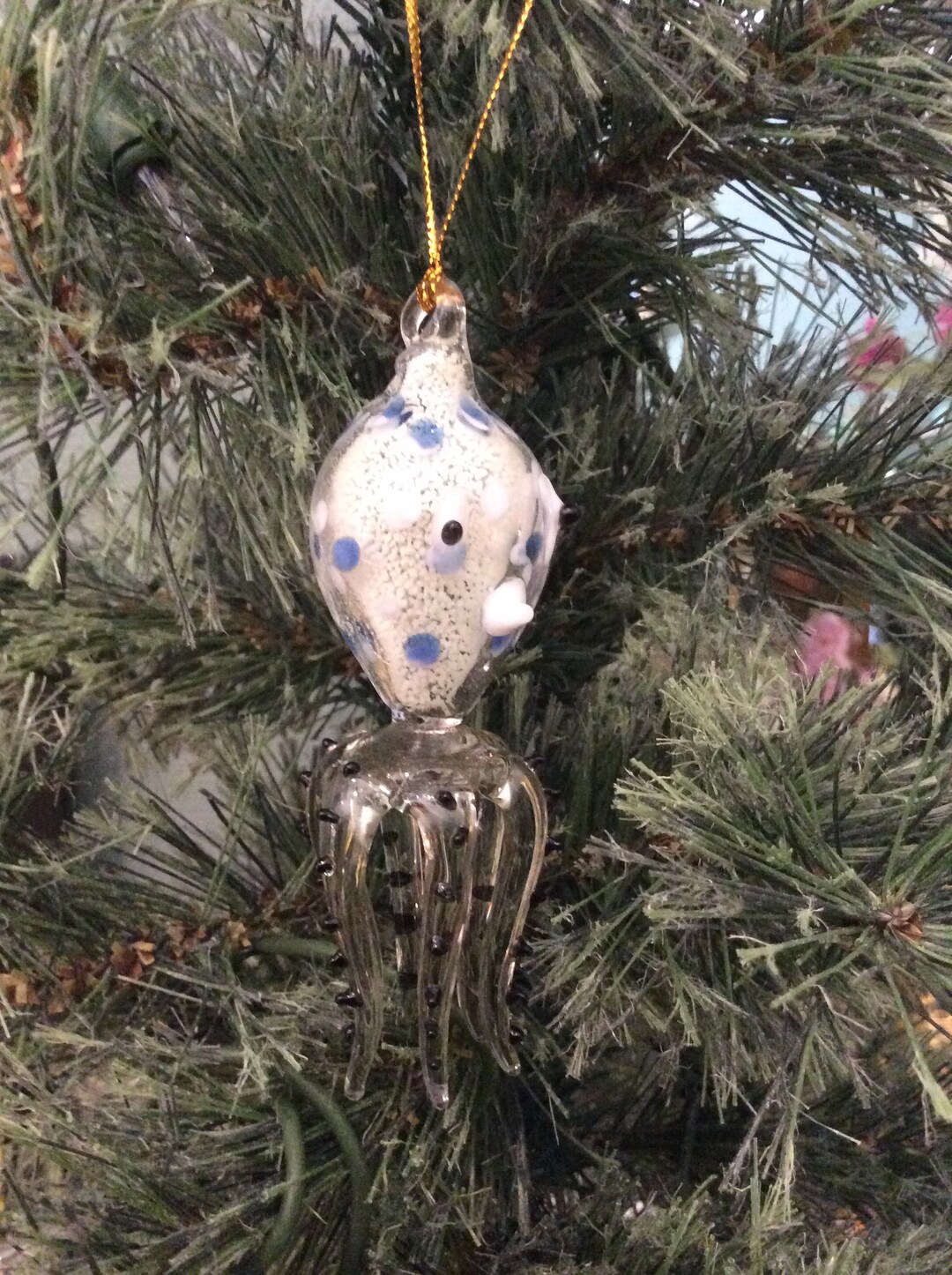 Blue and White Glass Octopus Ornament - Etsy