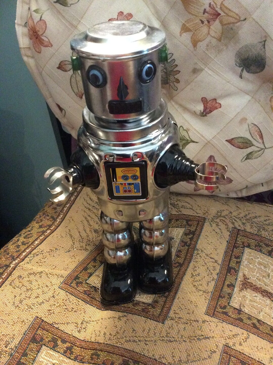 Silver and Black Robot Tin Toy - Etsy
